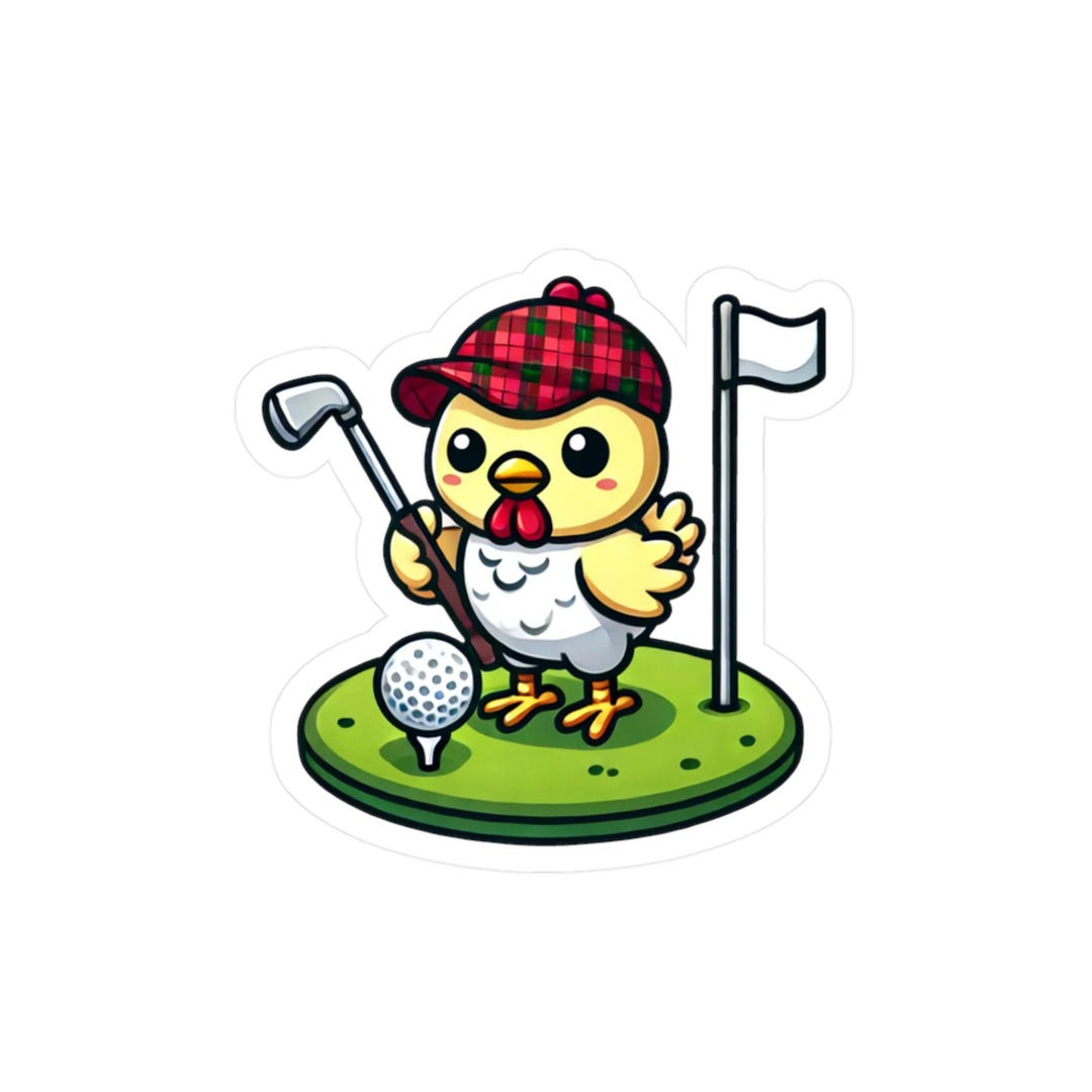 Golfer Chicken C Kiss-cut Vinyl Decal - Etsy