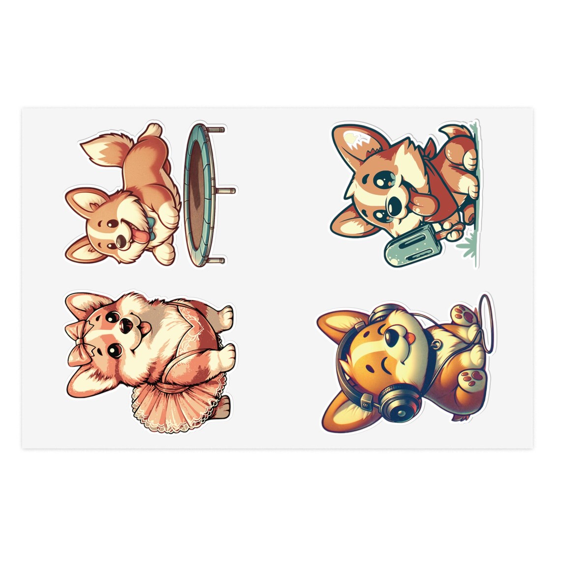 Cute Corgi Stickers, Corgi Vinyl Sticker, Corgi Laptop Sticker, Cute ...