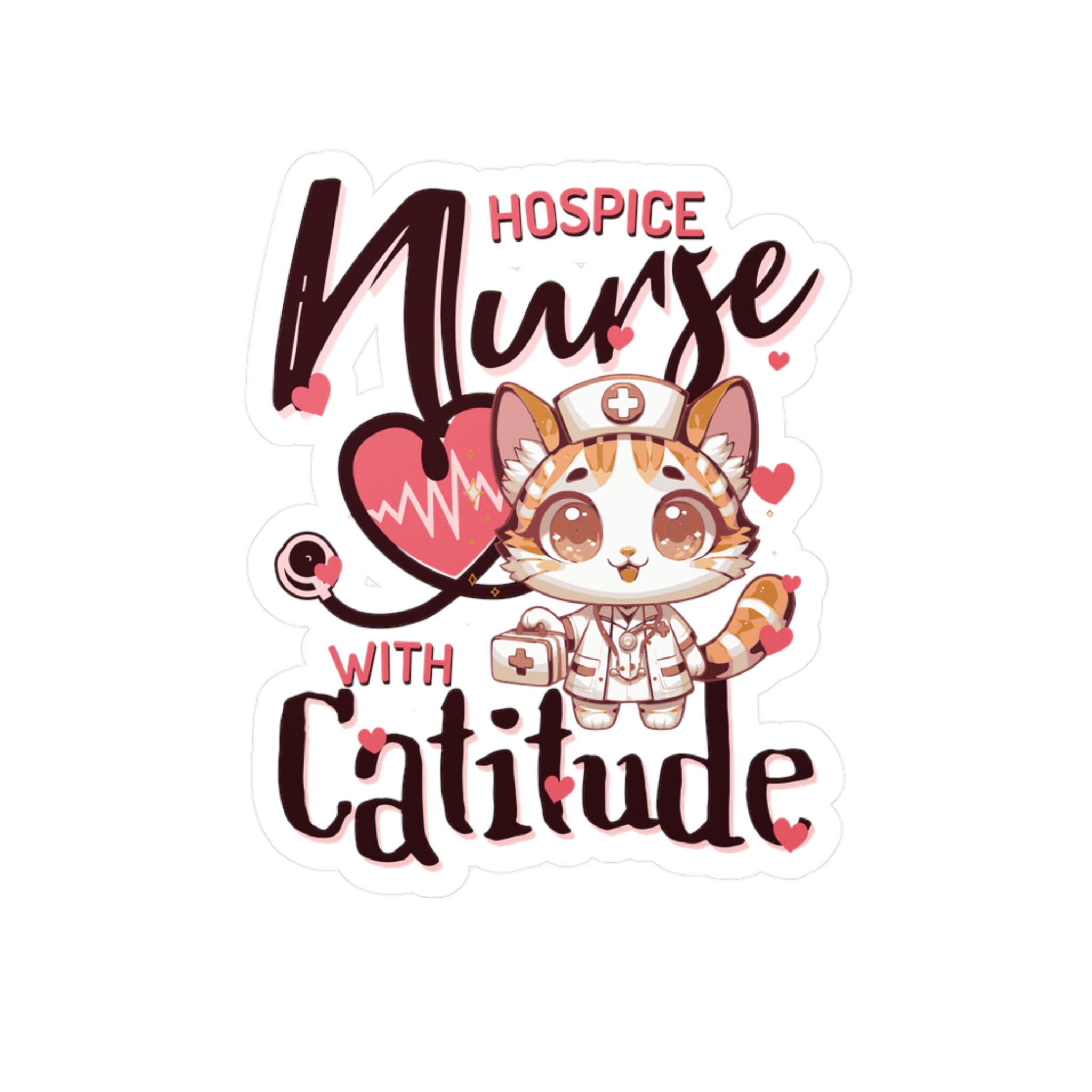 Hospice Nurse Sticker, Cat Nurse Sticker, Cat Nurse, Nurse Stickers ...