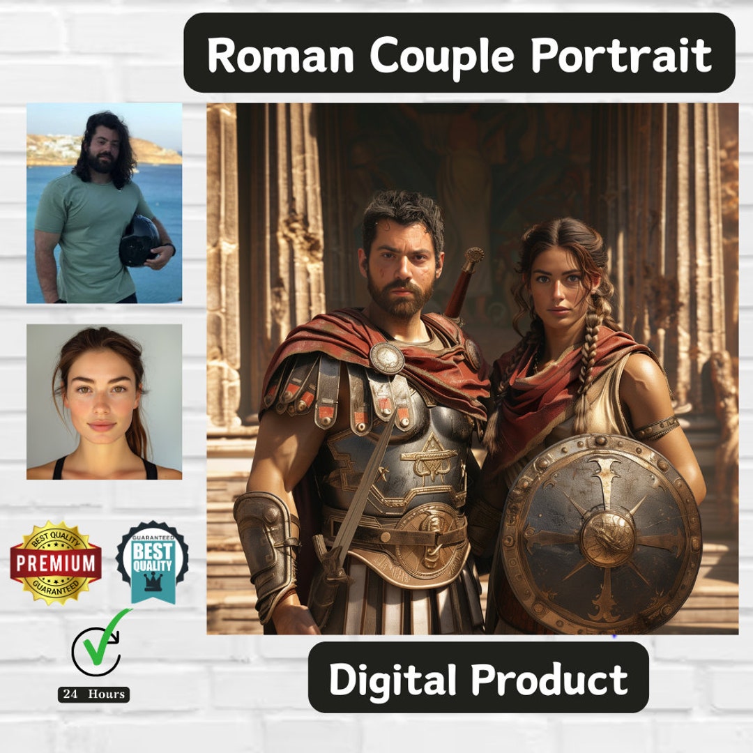 Customised Roman Couple Portrait, Custom Photo Digital Portraits ...