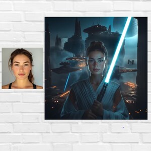 Personalised Jedi Couple Portrait, Custom Photo Digital Portrait ...