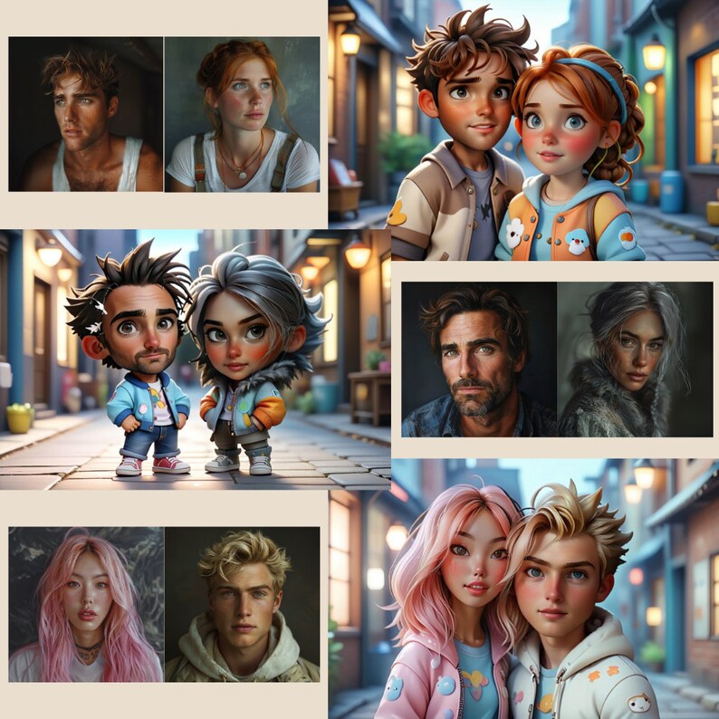 Custom Couple Digital Portraits, Custom Couple Animated Portraits ...