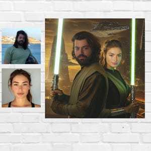 Personalised Jedi Couple Portrait, Custom Digital Art, Pet Jedi ...