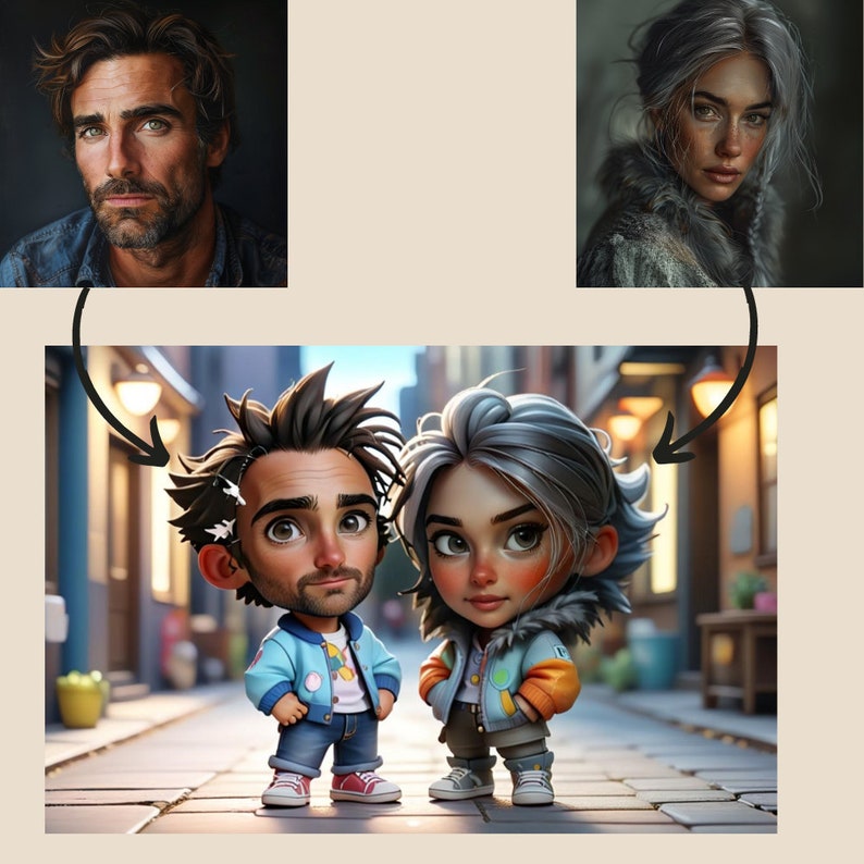 Custom Couple Digital Portraits, Custom Couple Animated Portraits ...