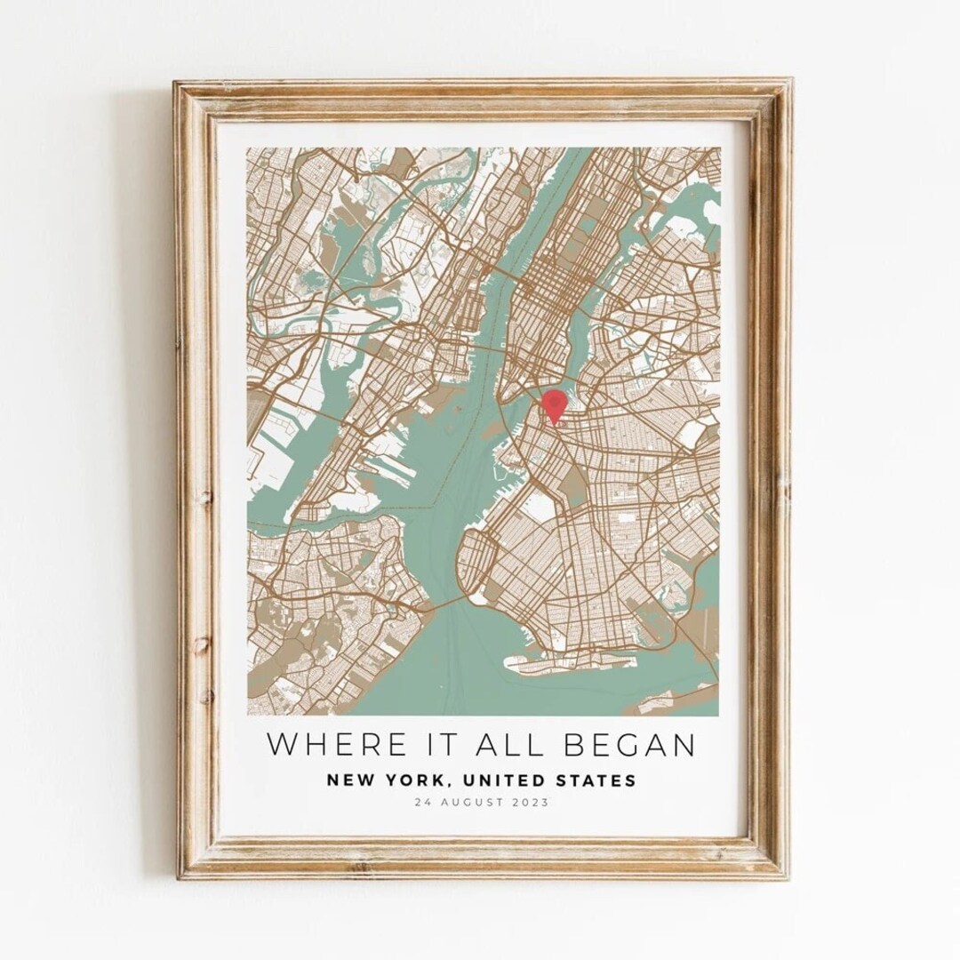 Custom Personalized Couples City Map Wall Art Prints Canvas Painting ...