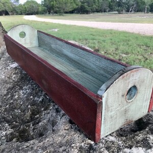 Hand Painted Red and Blue Wood Tray, Primitive, Rustic, Distressed ...