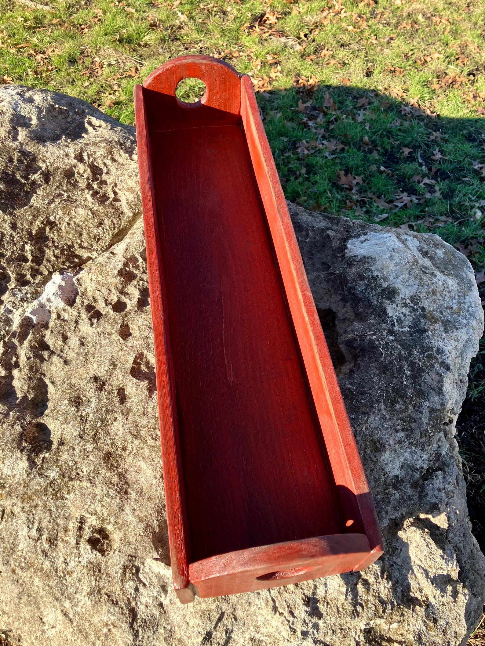 Hand Painted Red Wood Tray, Primitive, Rustic, Distressed, Cottage ...