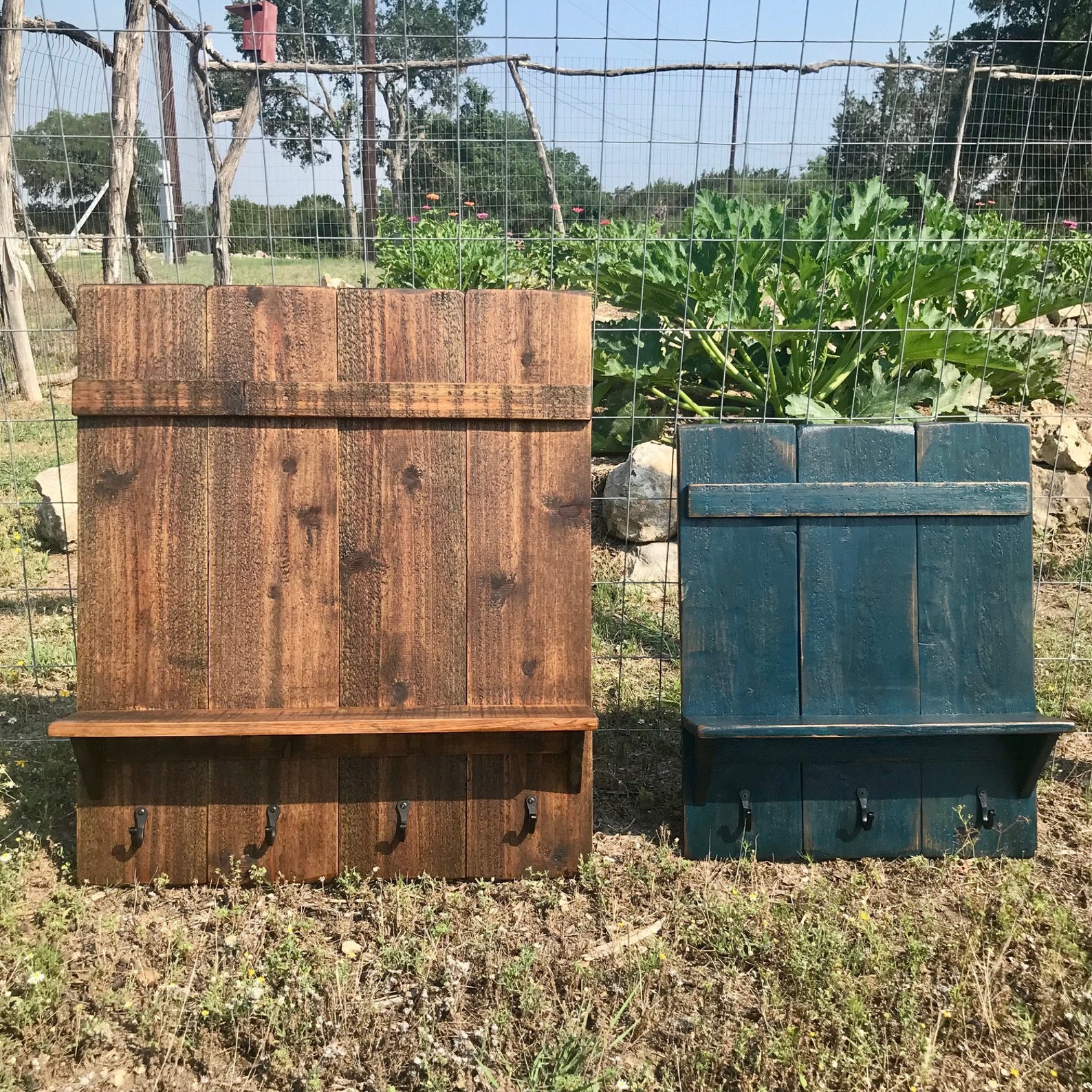 Primitive Rustic Farmhouse Wood Display Shelf With Cast Iron Hooks - Etsy