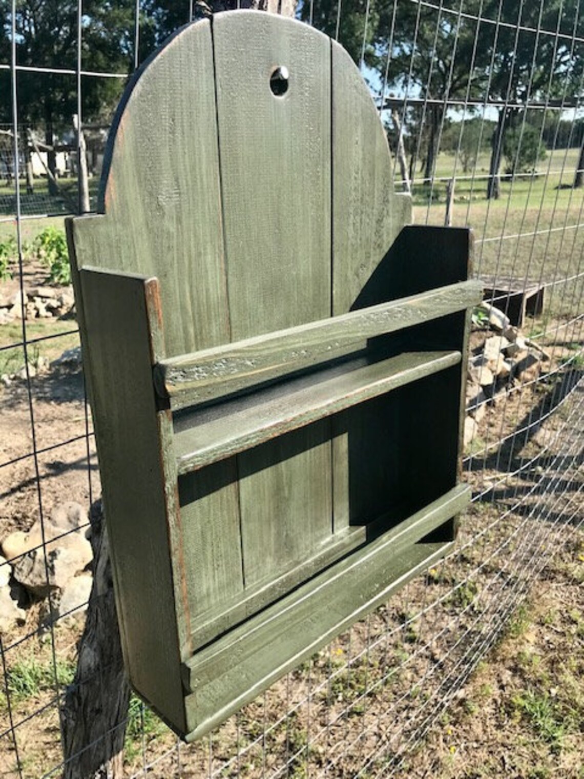 Green Distressed Display Shelf, Organizer, Spice Rack, Rustic, Vintage ...