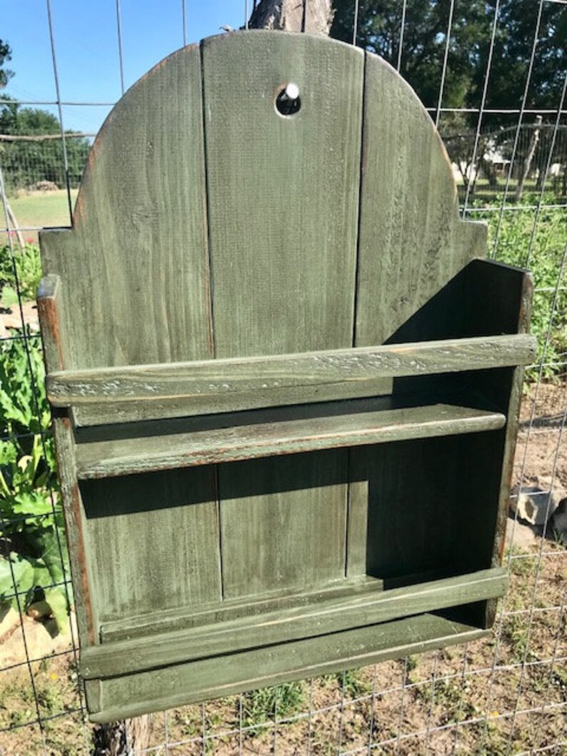 Green Distressed Display Shelf, Organizer, Spice Rack, Rustic, Vintage ...