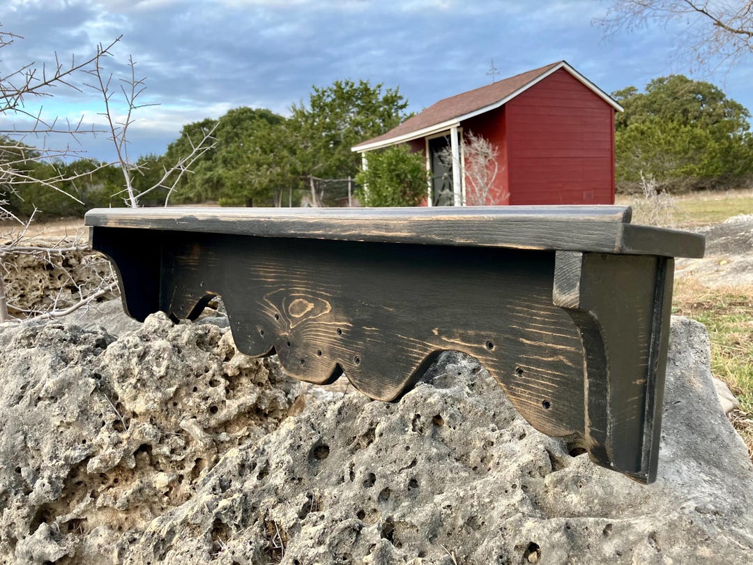 36" Chippy Black Wood Shelf, Distressed, Homestead, Rustic, Primitive ...