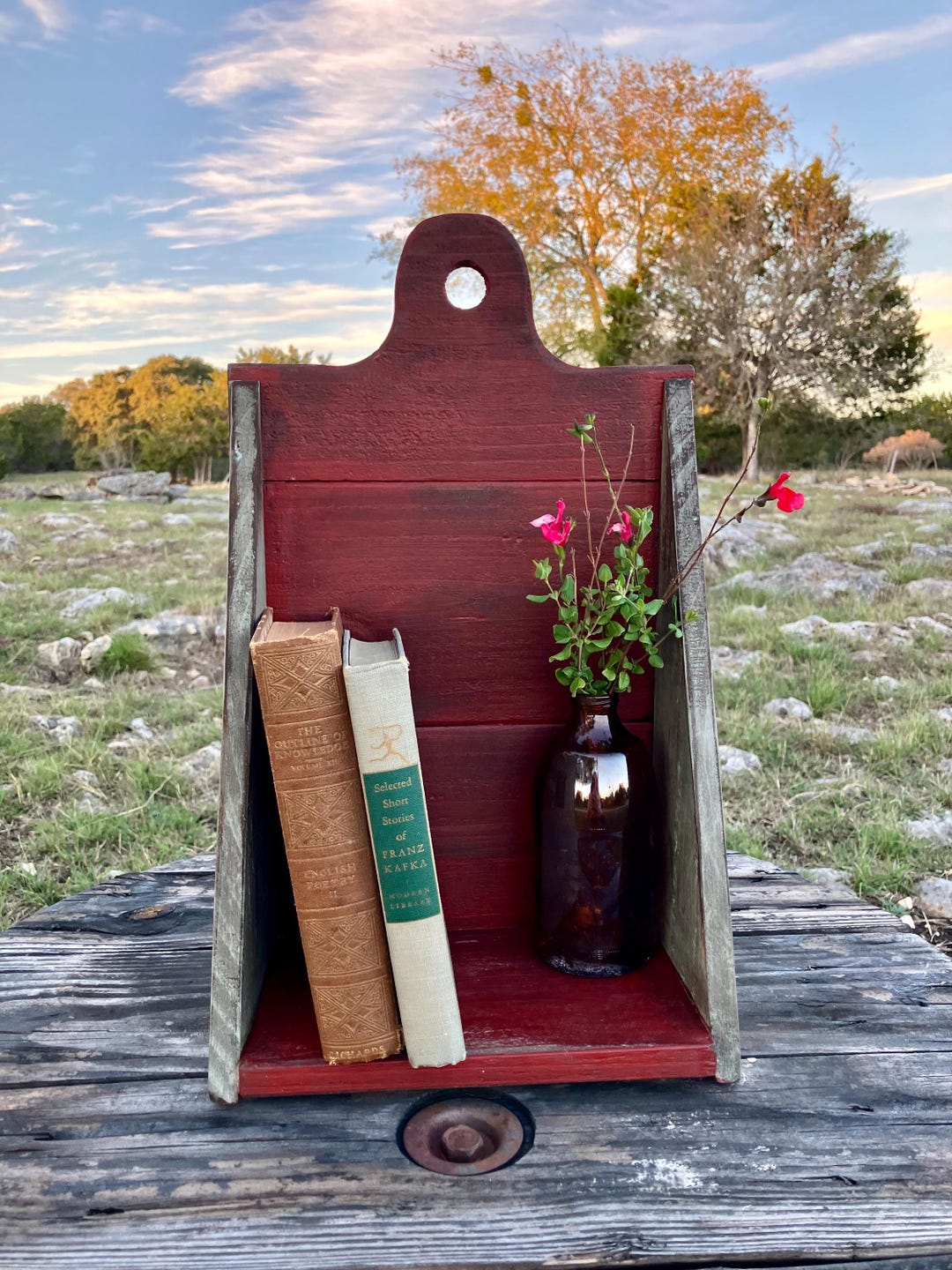 Distressed Red Cedar Candle Wall Box: Rustic Farmhouse Decor - Etsy