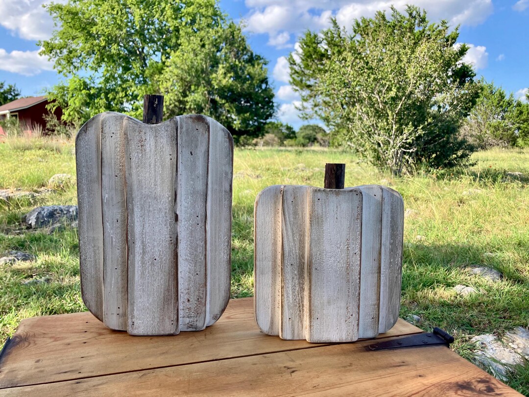 Farmhouse Fall Pumpkins: Rustic Chippy White Thanksgiving Decor - Set ...