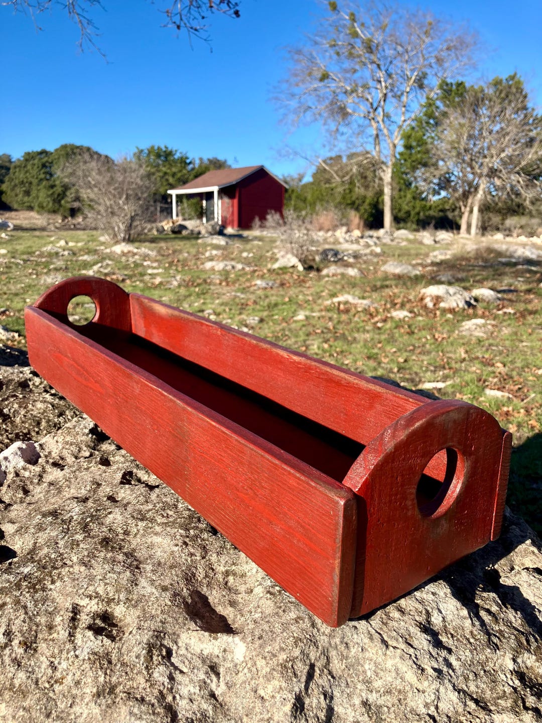 Chippy Red Wood Tray, Primitive, Rustic, Homestead Distressed, Cottage ...