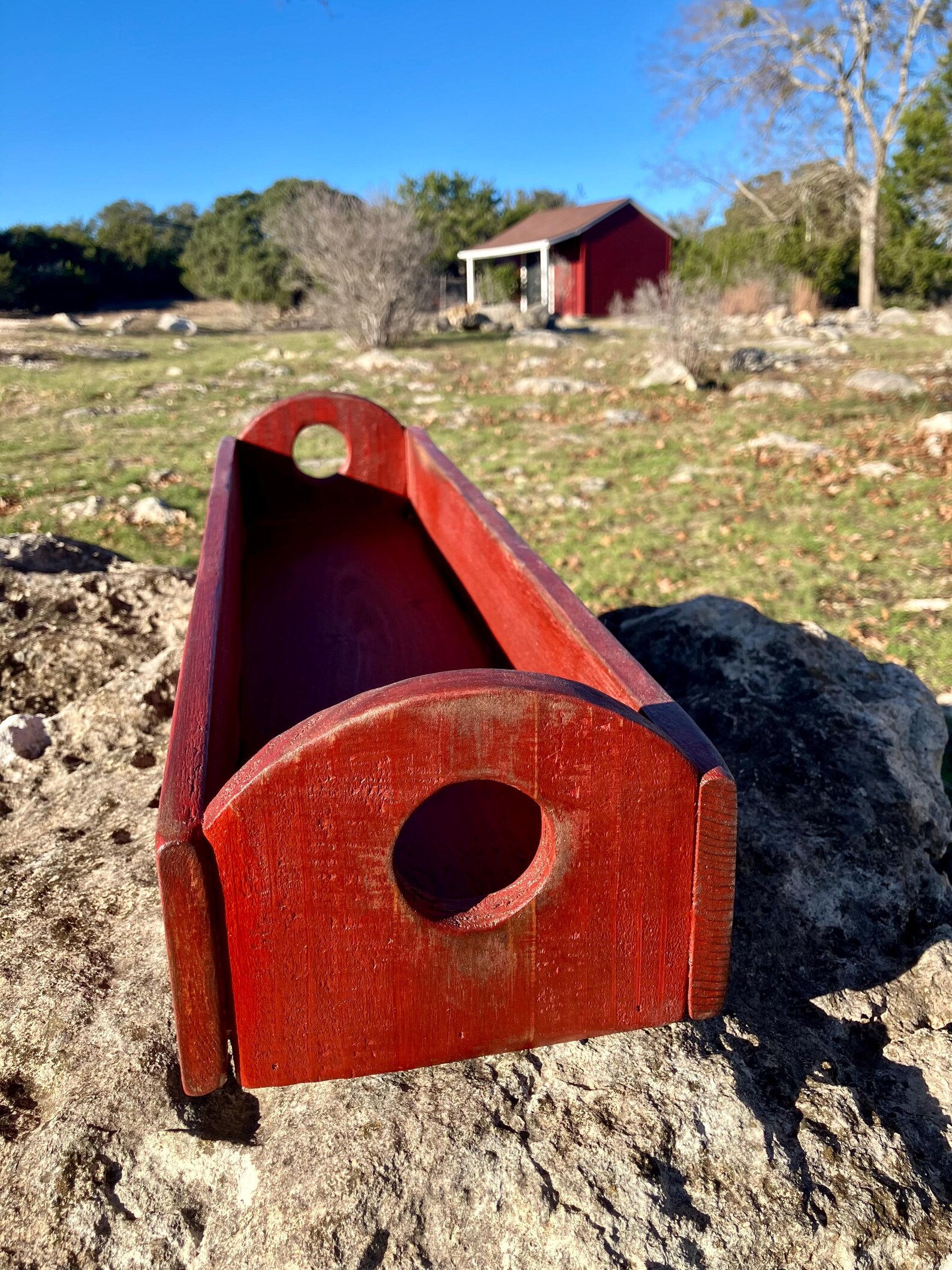 Chippy Red Wood Tray, Primitive, Rustic, Homestead Distressed, Cottage ...