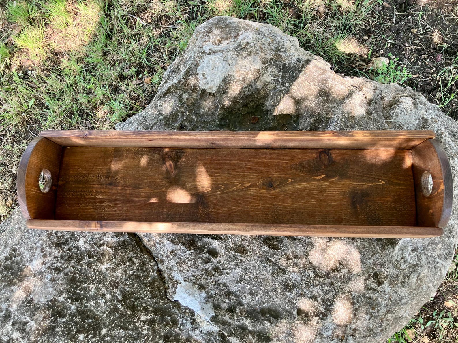 Stained Texas Cedar Wood Tray: Rustic Farmhouse Trough Centerpiece - Etsy