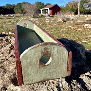 Hand Painted Red and Blue Wood Tray, Primitive, Rustic, Distressed ...
