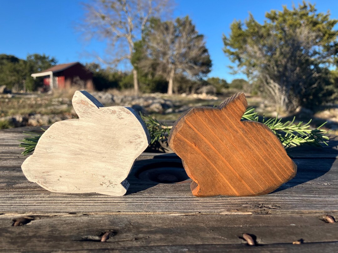 Stained and White Wooden Rabbit Pair, Gift for Bunny Lovers, Primitive ...