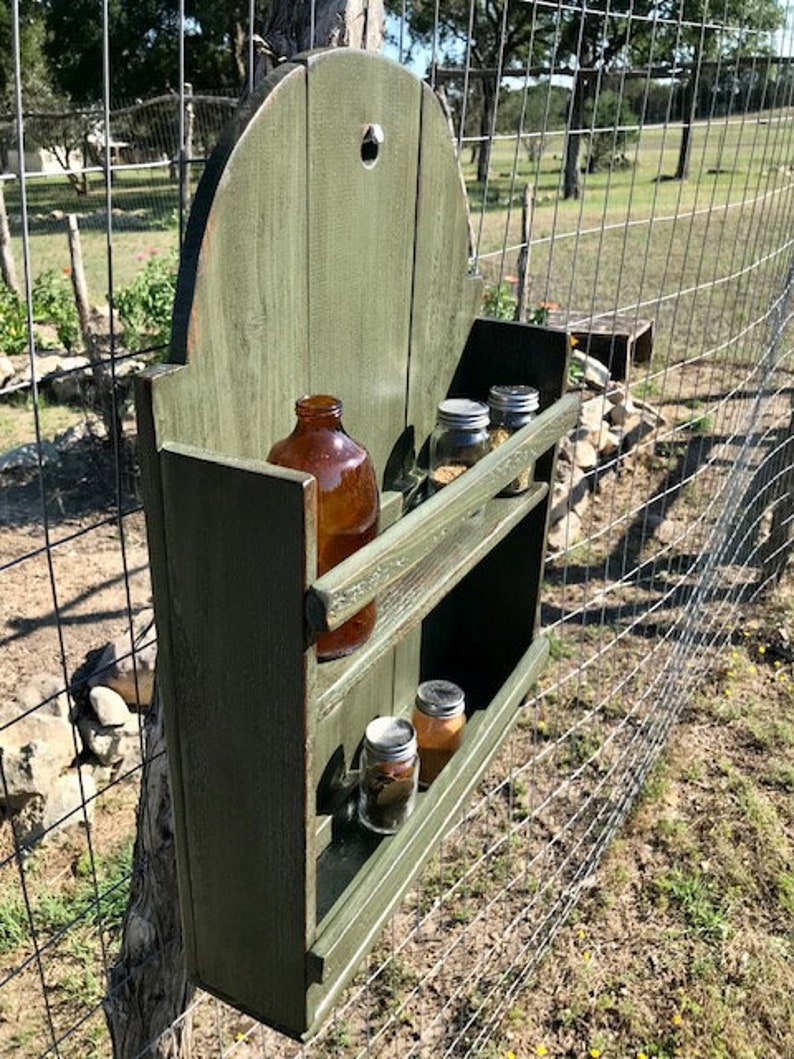 Green Distressed Display Shelf, Organizer, Spice Rack, Rustic, Vintage ...
