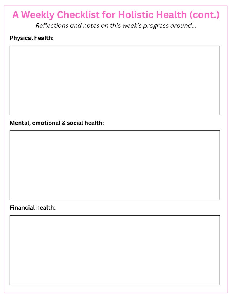 A Weekly Checklist for Holistic Health: Steps to Help You Take Care of ...
