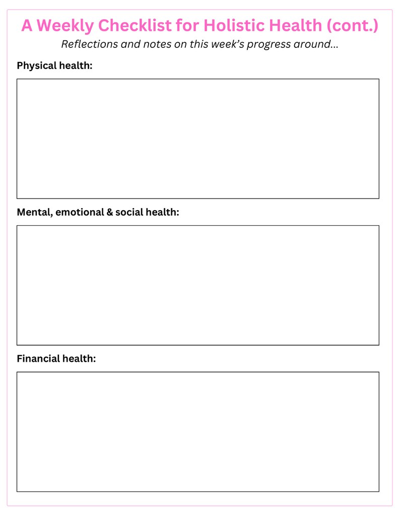 A Weekly Checklist for Holistic Health: Steps to Help You Take Care of ...