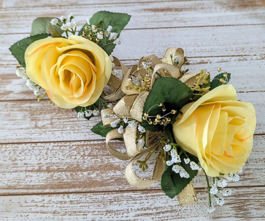 Gold and Yellow Corsage With Boutonniere Set - Etsy