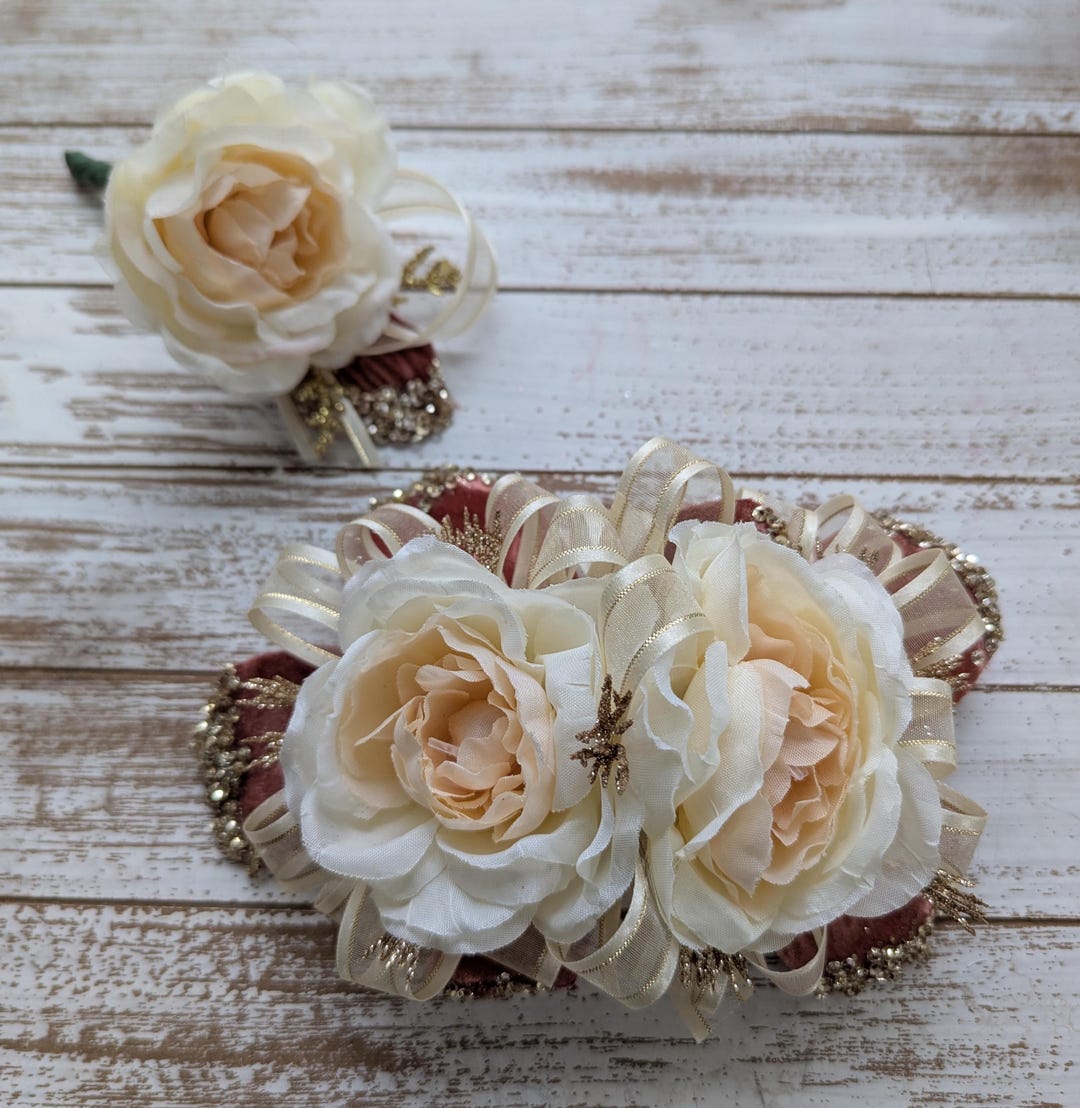 Velvet Cream Corsage and Boutonniere Set - Etsy