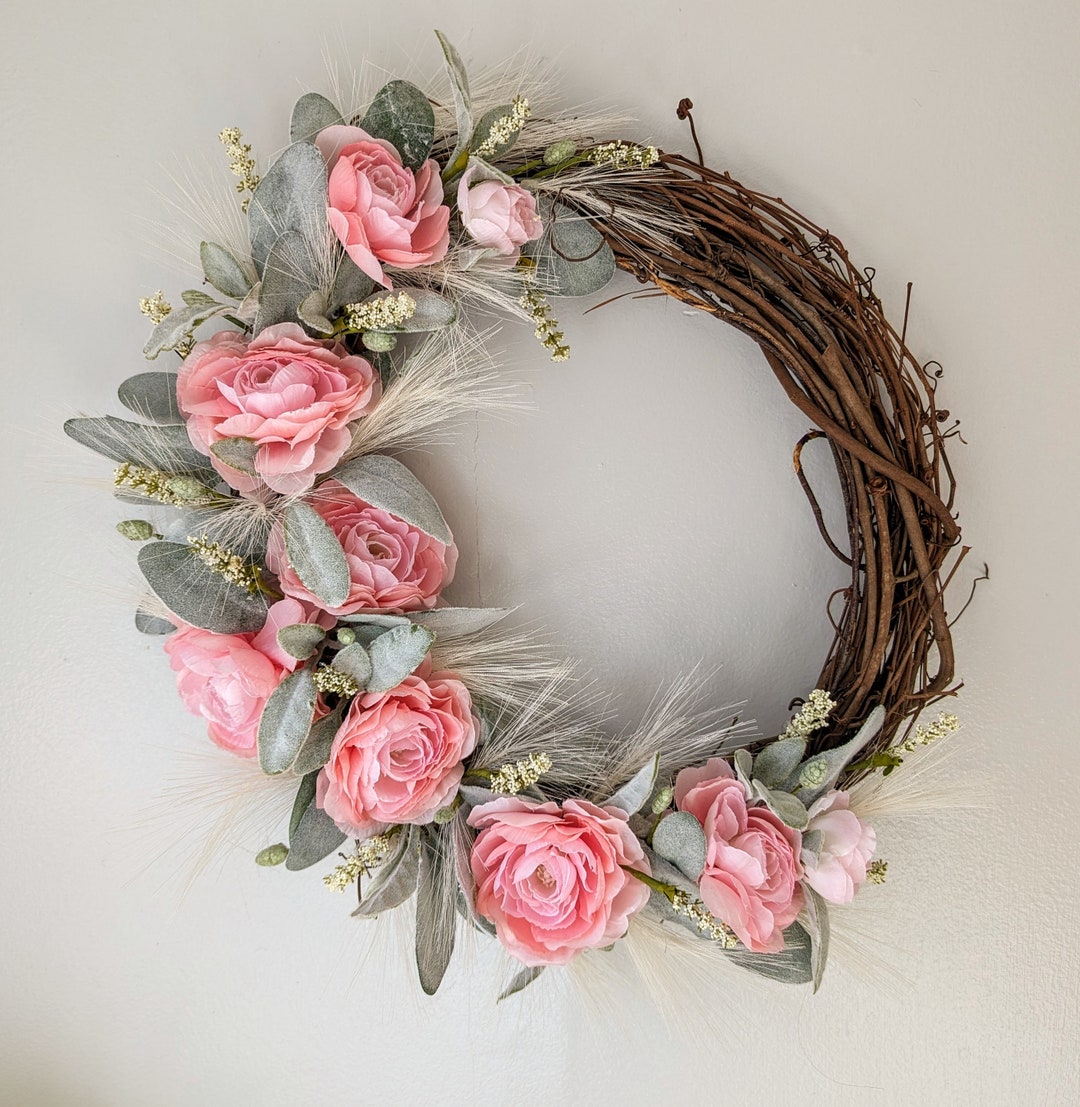 Boho or Southern Chic Wreath in Pink - Etsy