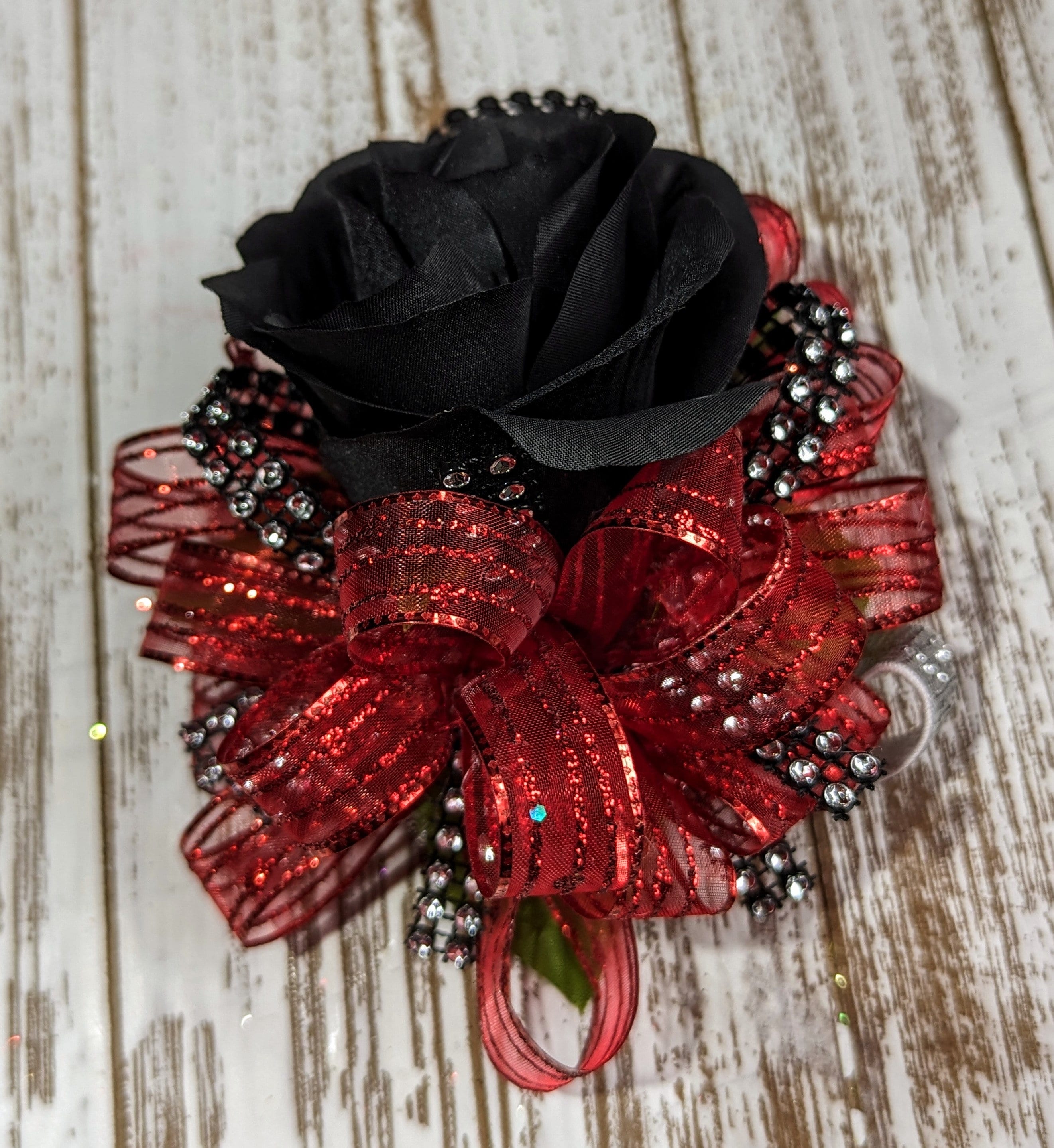 Red & Black Rose Corsage With Boutonniere Set - Etsy