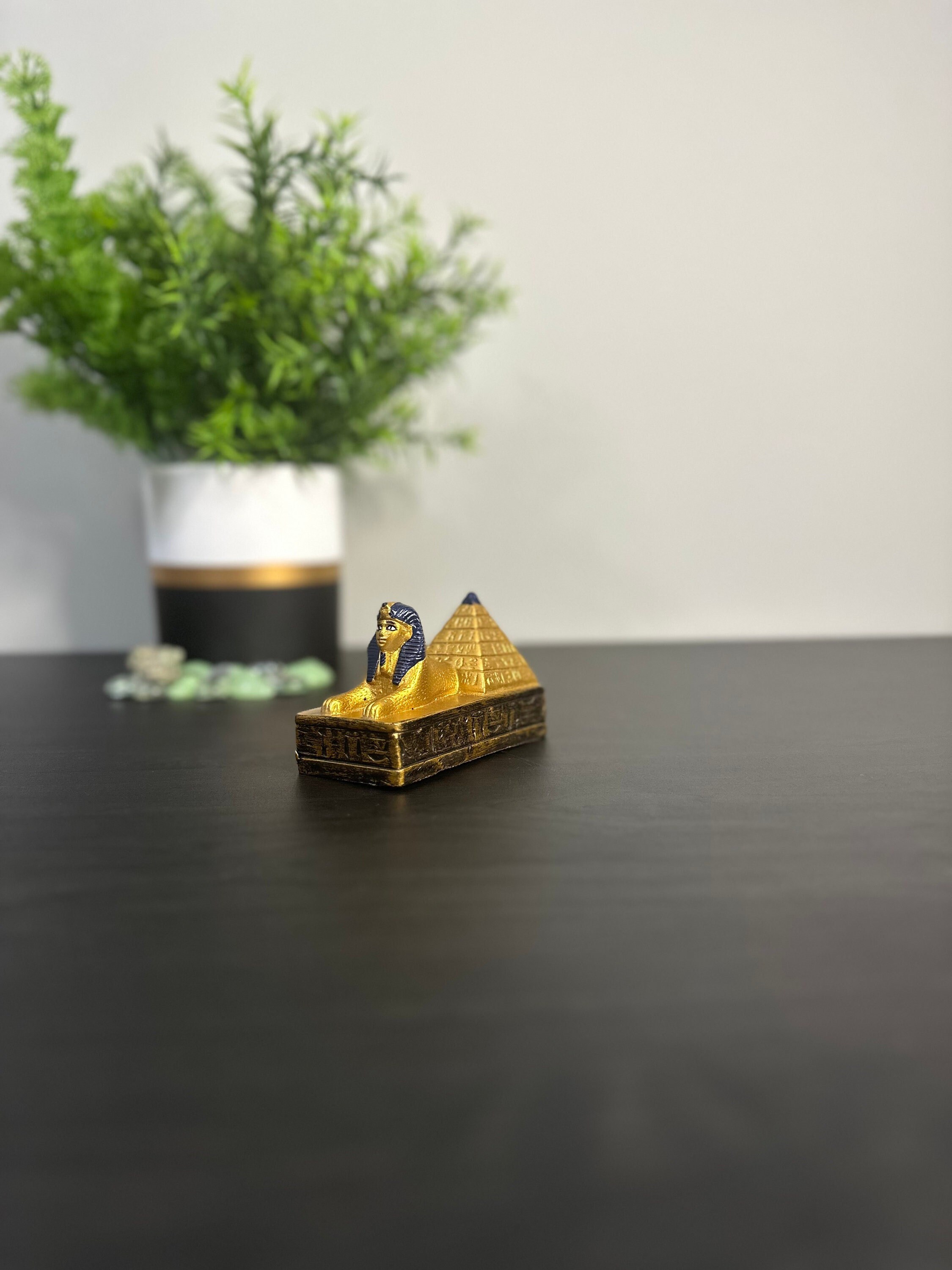 Hand-painted Egyptian Sphinx Statue: Resin Pyramid Decor - Etsy