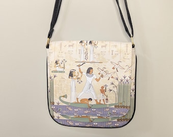 Egyptian Hieroglyphics Leather Top Handle Satchel Girl Handbag Shoulder ...