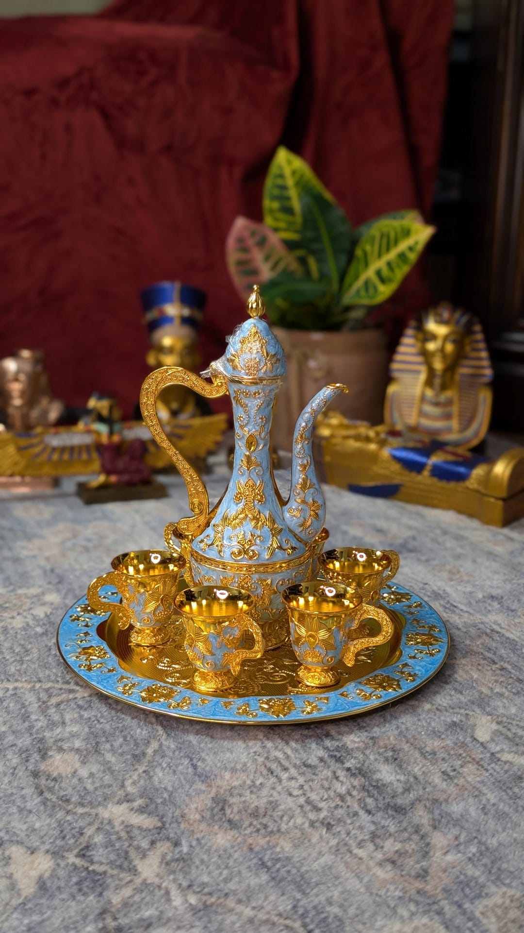 Vintage Egyptian Coffee Pot, 8 Pieces Tea Set, Copper Wine Set ...