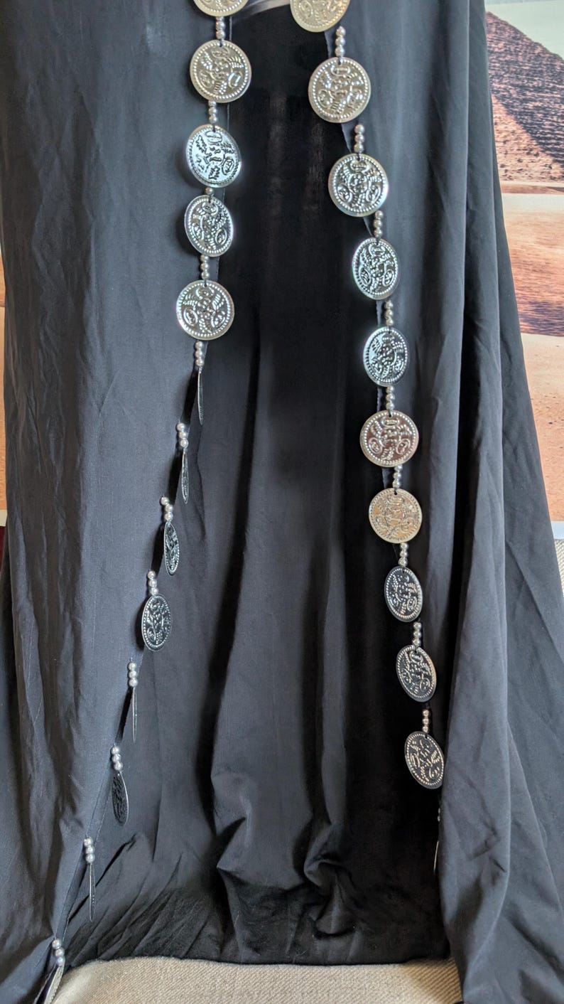 Silver Coin Belly Dance Costume: Black Egyptian Crop Top & Skirt - Etsy