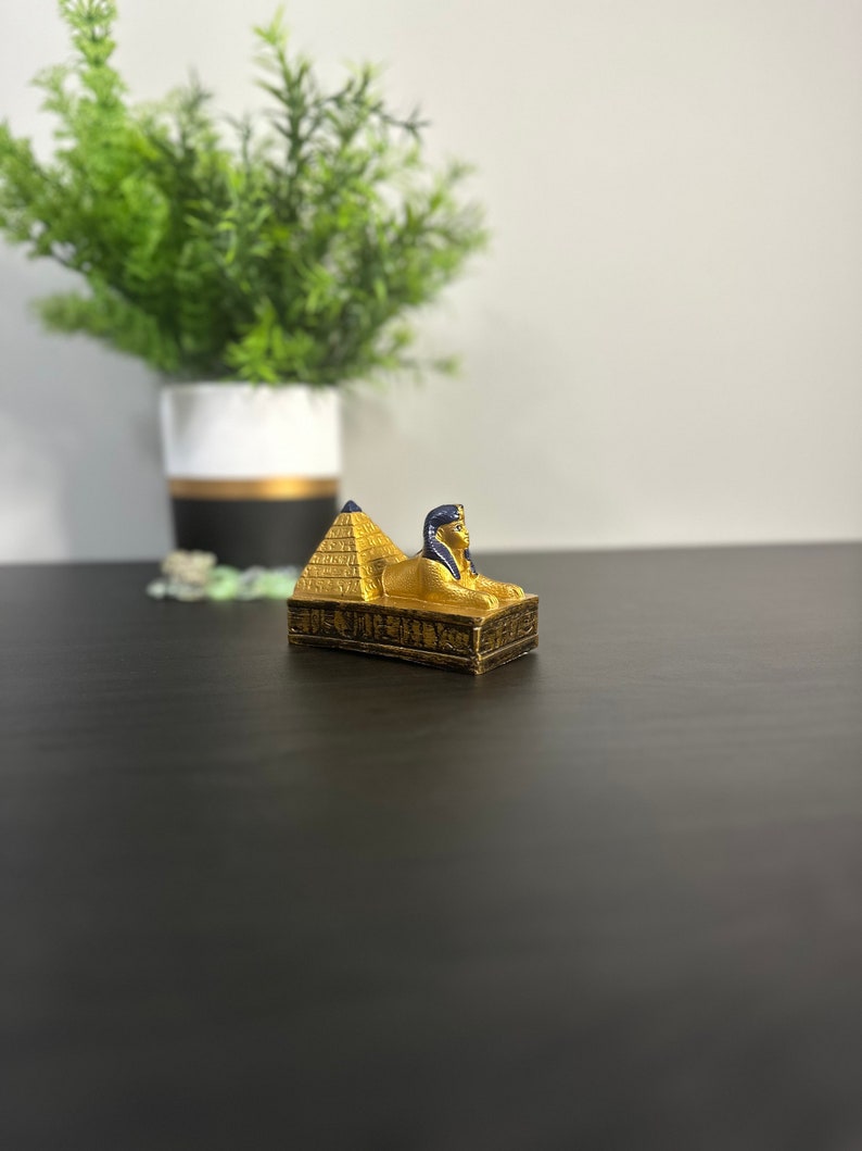 Hand-painted Egyptian Sphinx Statue: Resin Pyramid Decor - Etsy