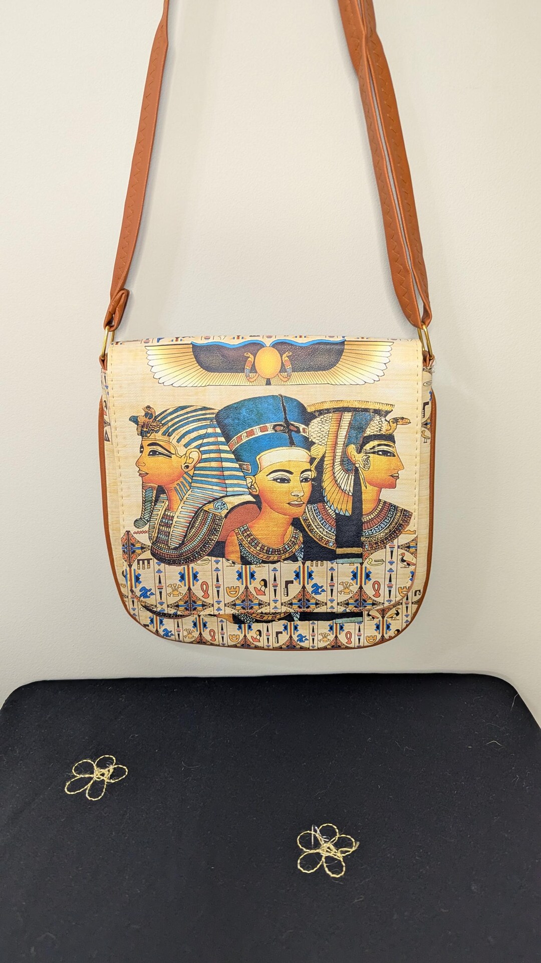 Egyptian Hieroglyphics Leather Top Handle Satchel Girl Handbag Shoulder ...