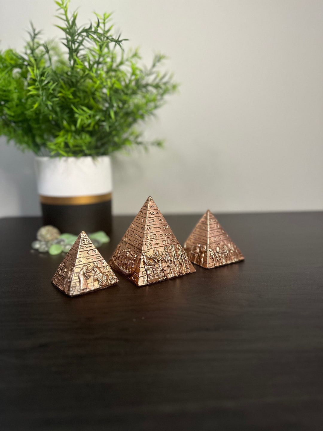 Set of 3 Reflective Bronze Pyramids, Egyptian Pyramids, Pyramids From ...