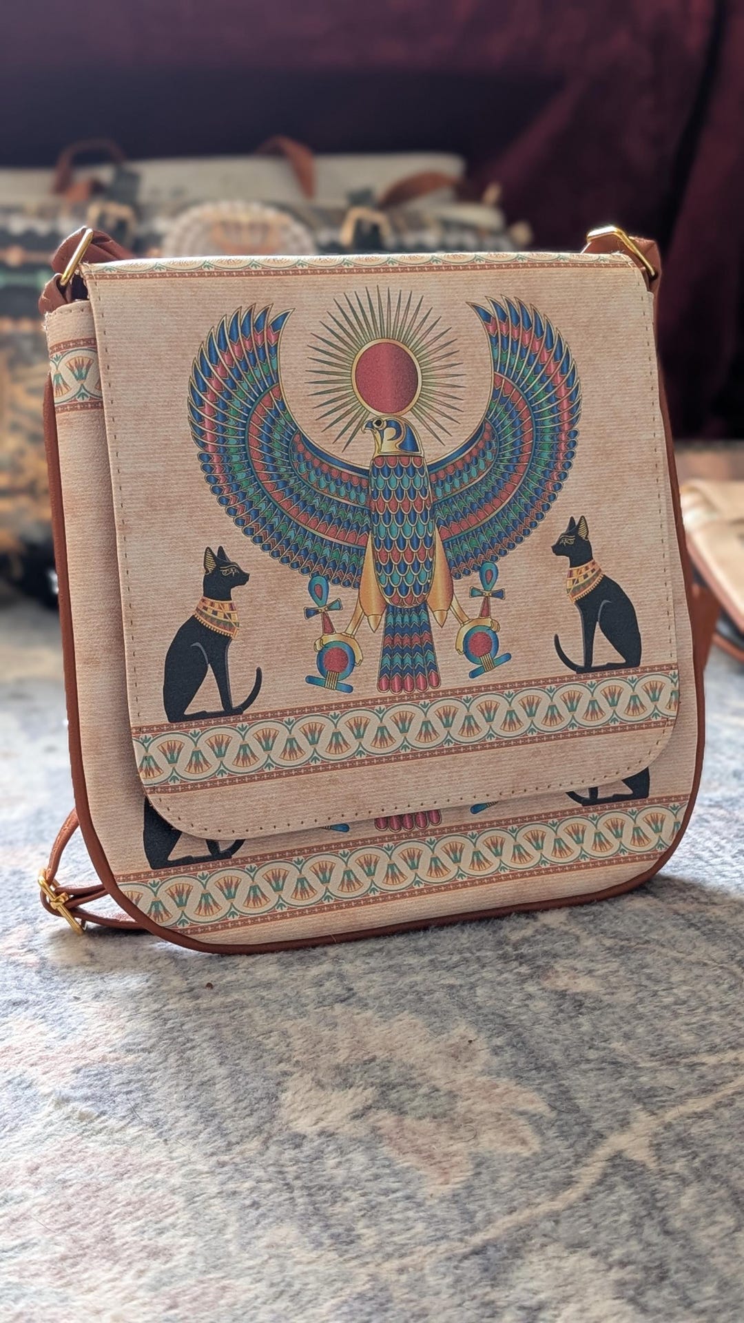 Egyptian Hieroglyphics Leather Top Handle Satchel Girl Handbag Shoulder ...