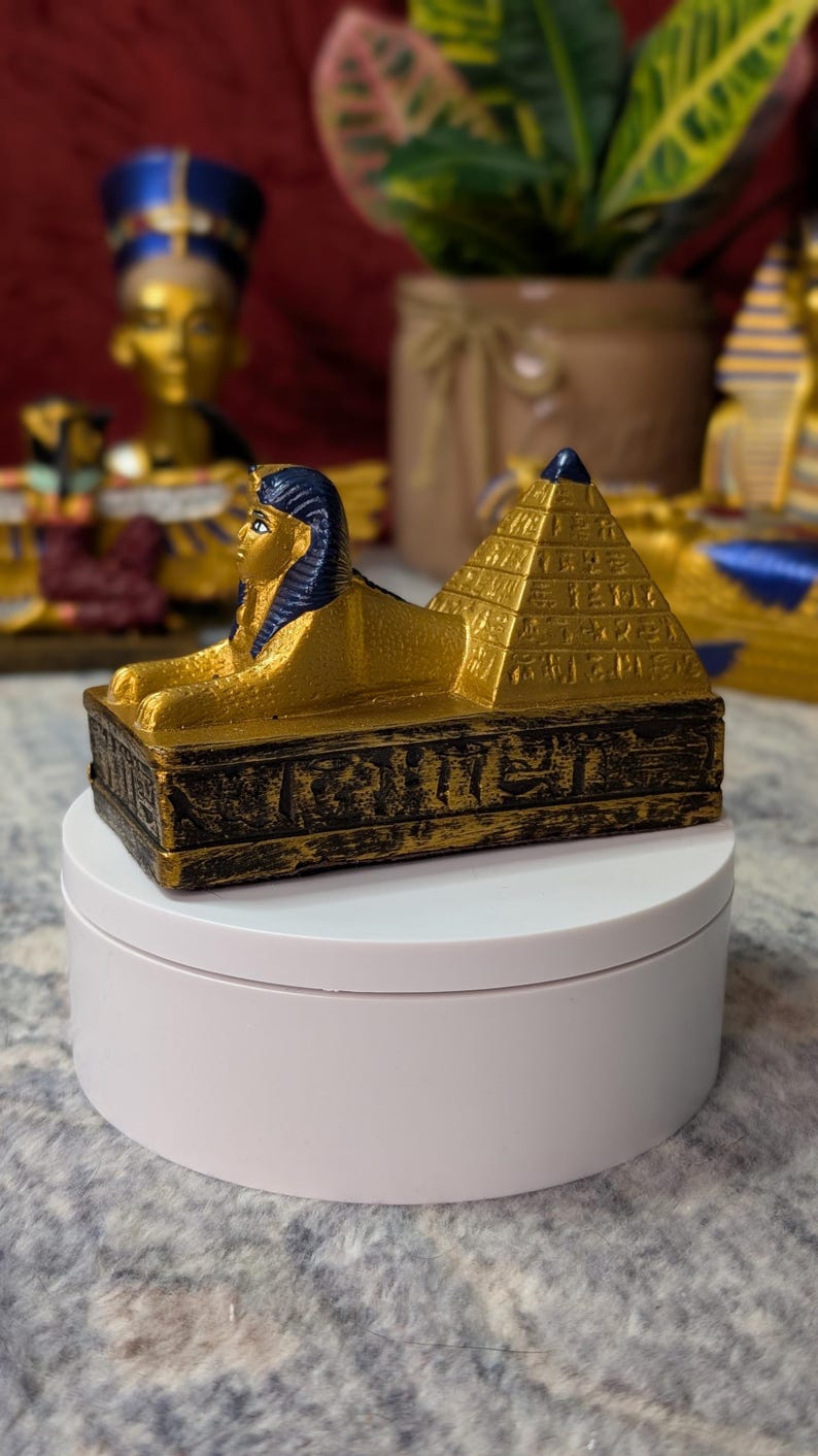 Hand-painted Egyptian Sphinx Statue: Resin Pyramid Decor - Etsy