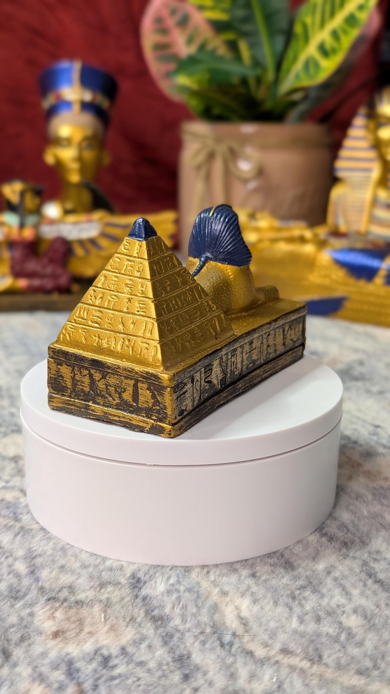 Hand-painted Egyptian Sphinx Statue: Resin Pyramid Decor - Etsy