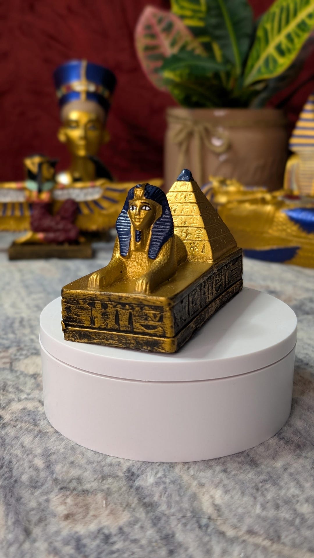Hand-painted Egyptian Sphinx Statue: Resin Pyramid Decor - Etsy