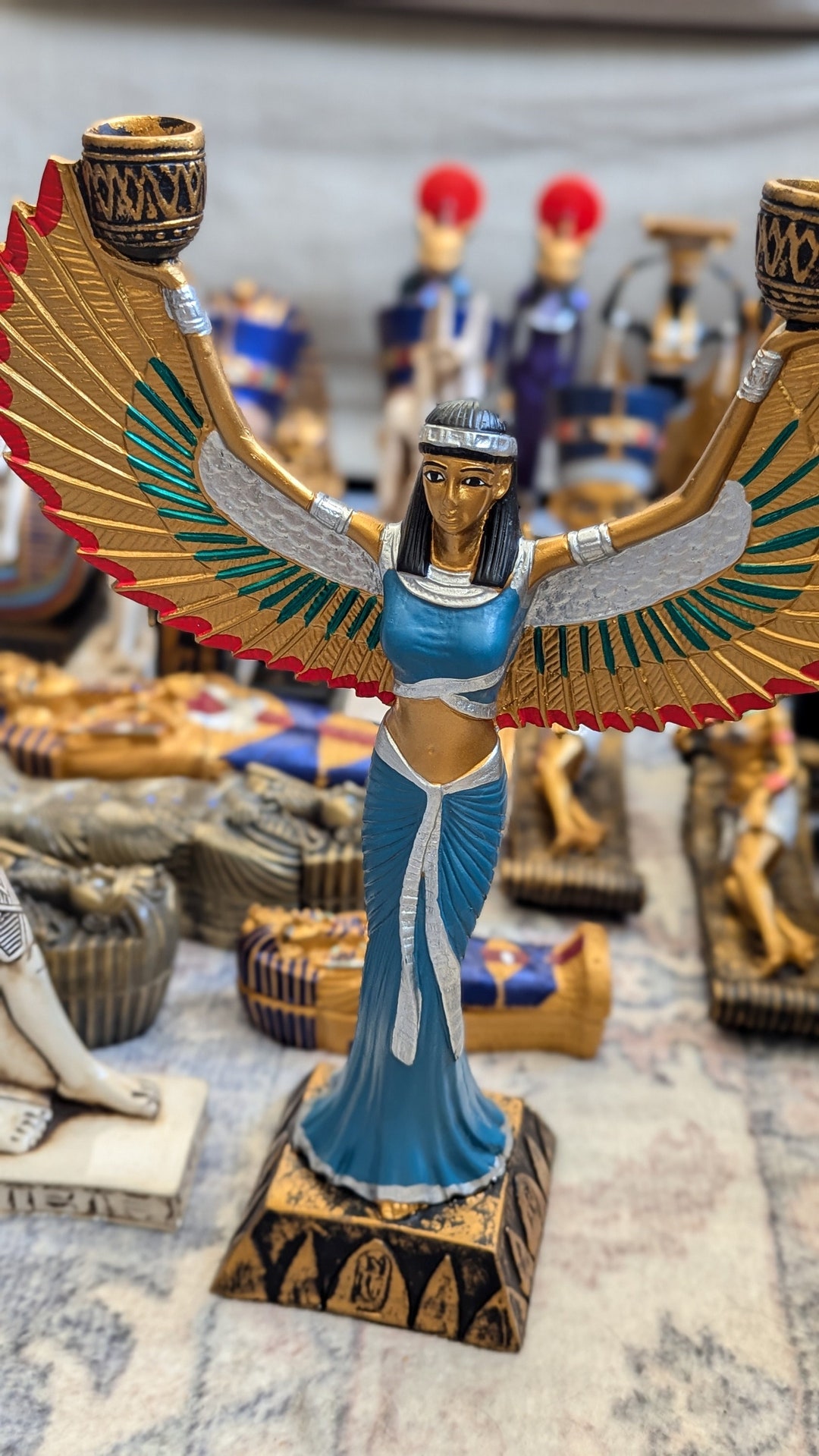 Egyptian Goddess Isis Open Wings Statue, Altar Decor Accessories, Art ...