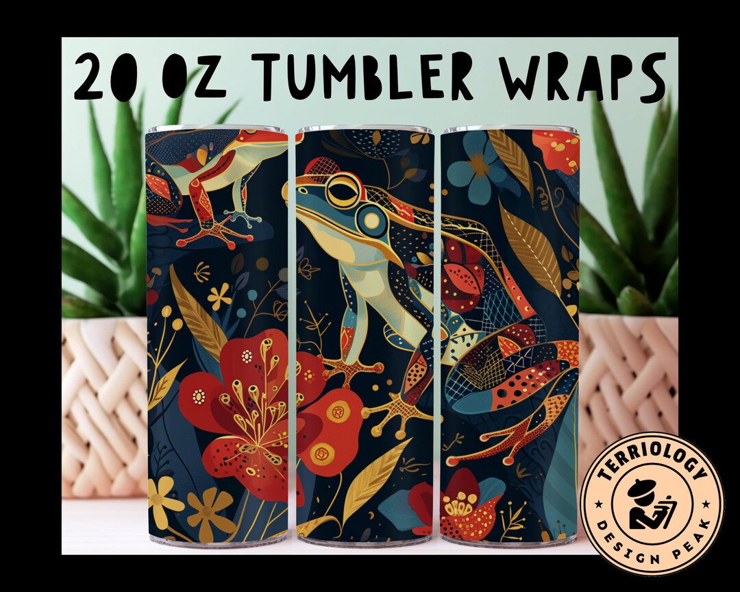 Boho Frog & Flowers 20 Oz Tumbler Wrap PNG DIGITAL DOWNLOAD Limited ...