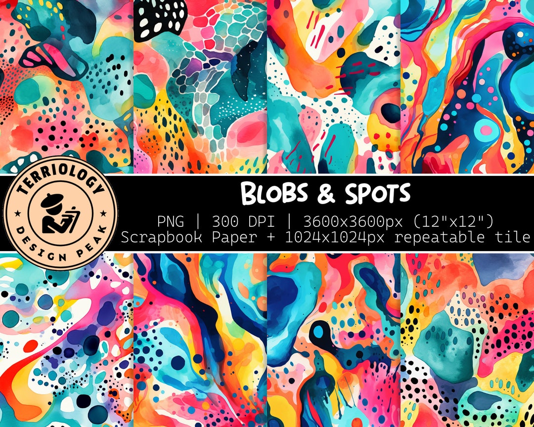 Blobs & Spots Digital Download 8 Pattern Tiles 8 Scrapbook Paper Pngs ...