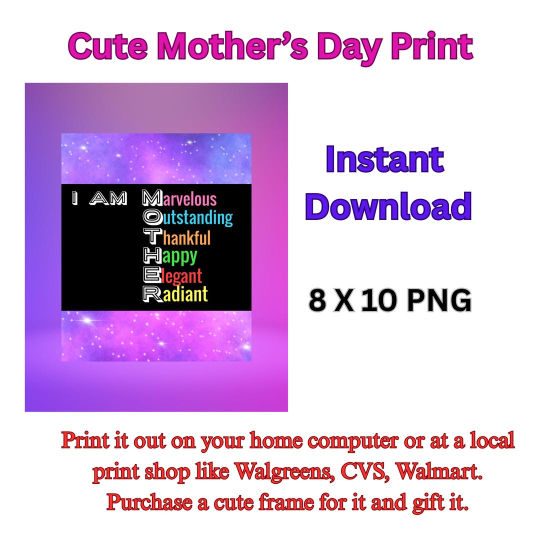 I Am Mother Positive Affirmations Print, Cute Mother's Day Gift ...