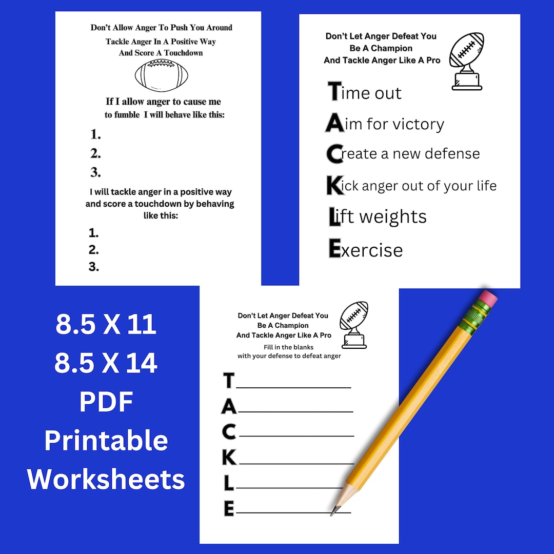 Football Themed Anger Coping Skills Worksheet, Anger Management ...