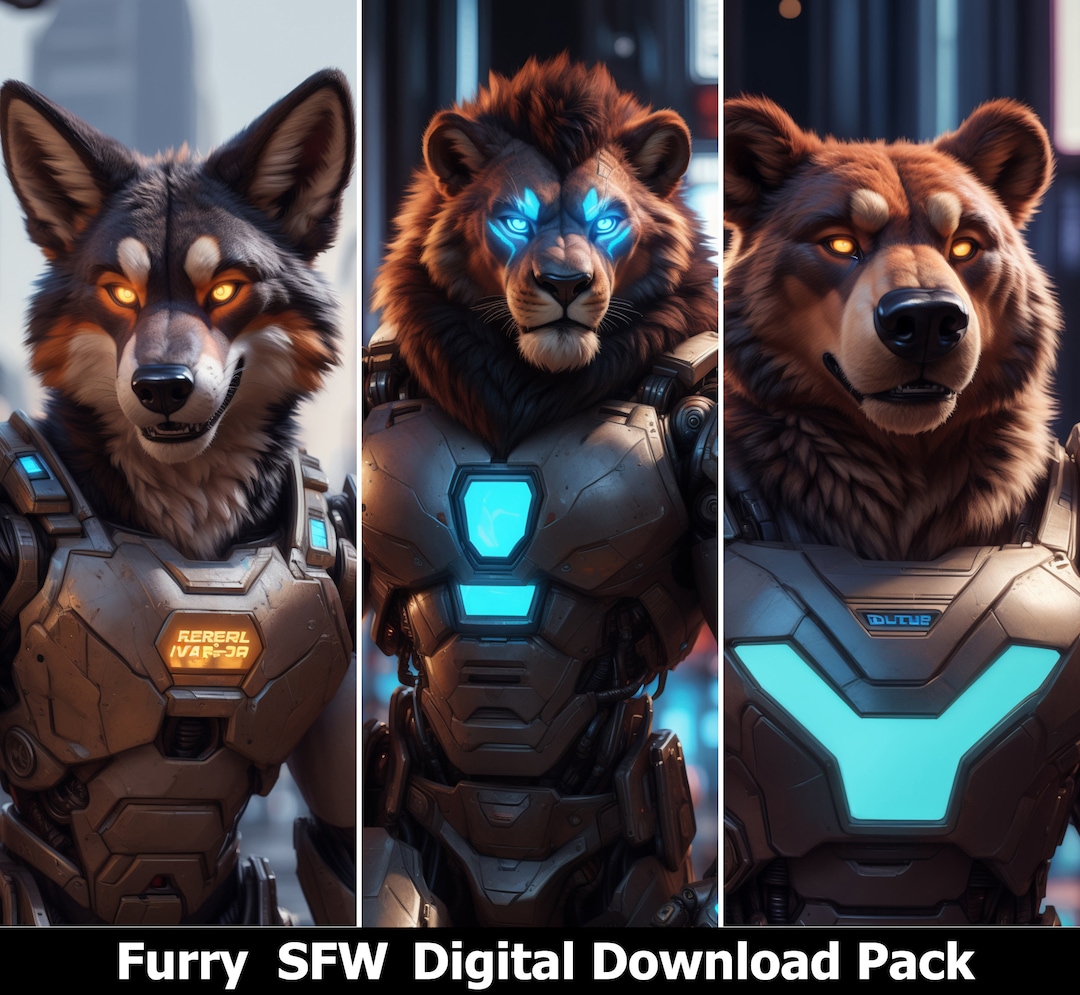 70 SFW Cyborg Furries Instant Digital Download HD Images Male Anthro ...