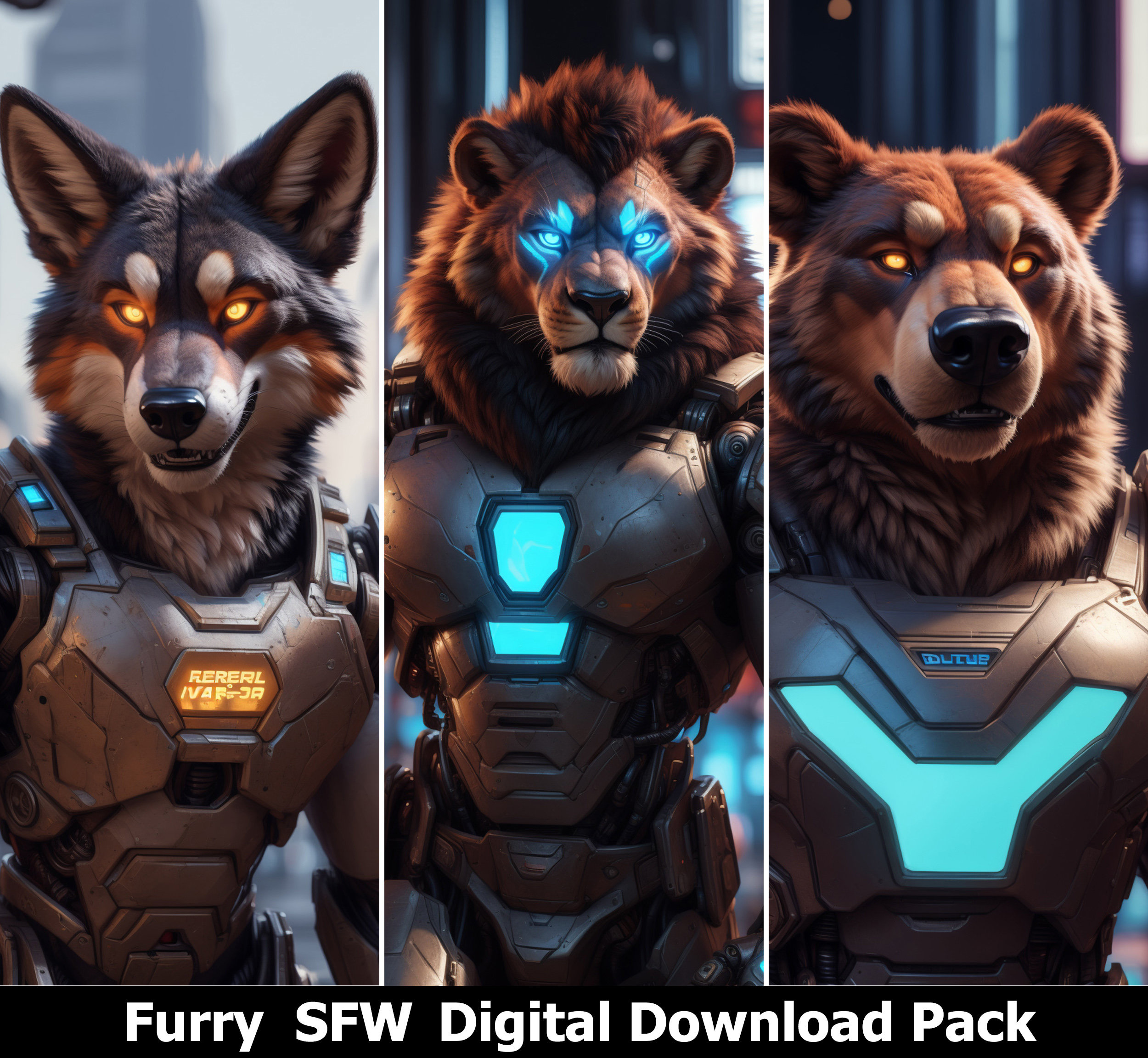 70 SFW Cyborg Furries Instant Digital Download HD Images Male Anthro ...