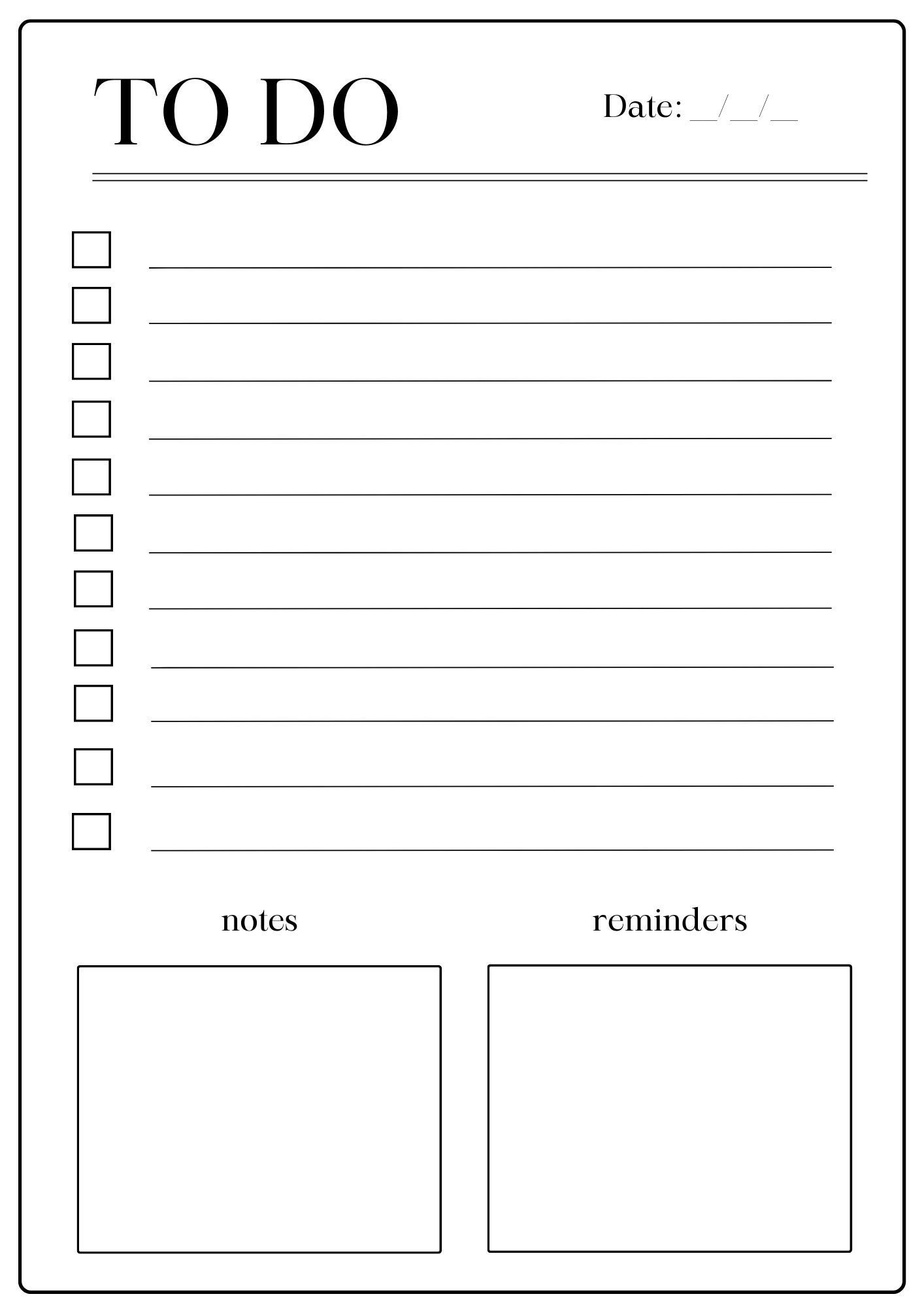 Minimalist Daily to Do List, Black and White Daily to Do List, Daily to ...