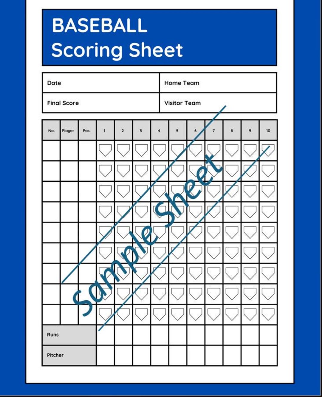 Little League Baseball Scoring Sheet Boys / Girls - Etsy