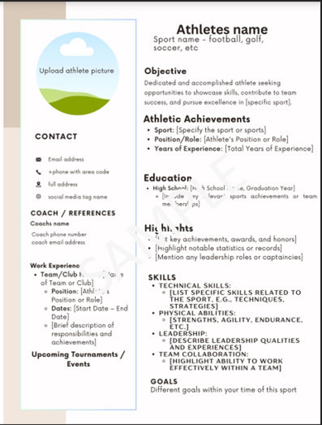 Athletic Résumé Template for Student-athletes – College Sports ...